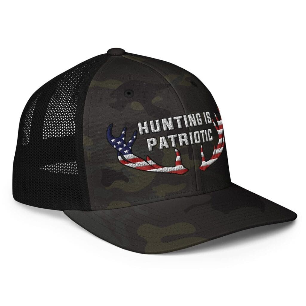 7 color choices~ HUNTING IS PATRIOTIC Closed-back American flag hunter ...