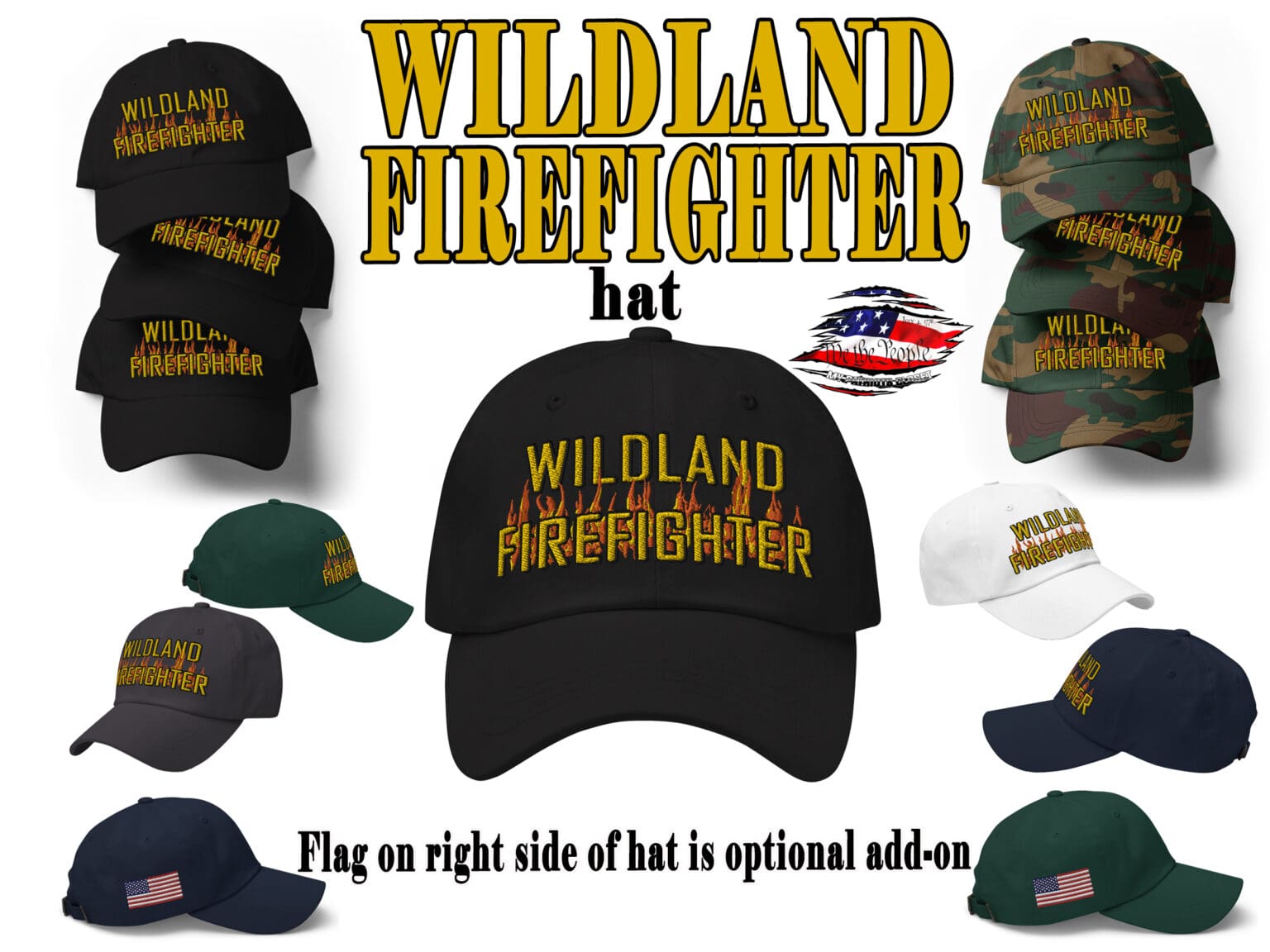 Flaming WILDLAND FIREFIGHTER hat, Fireman gift, Fire Fighting crew cap ...