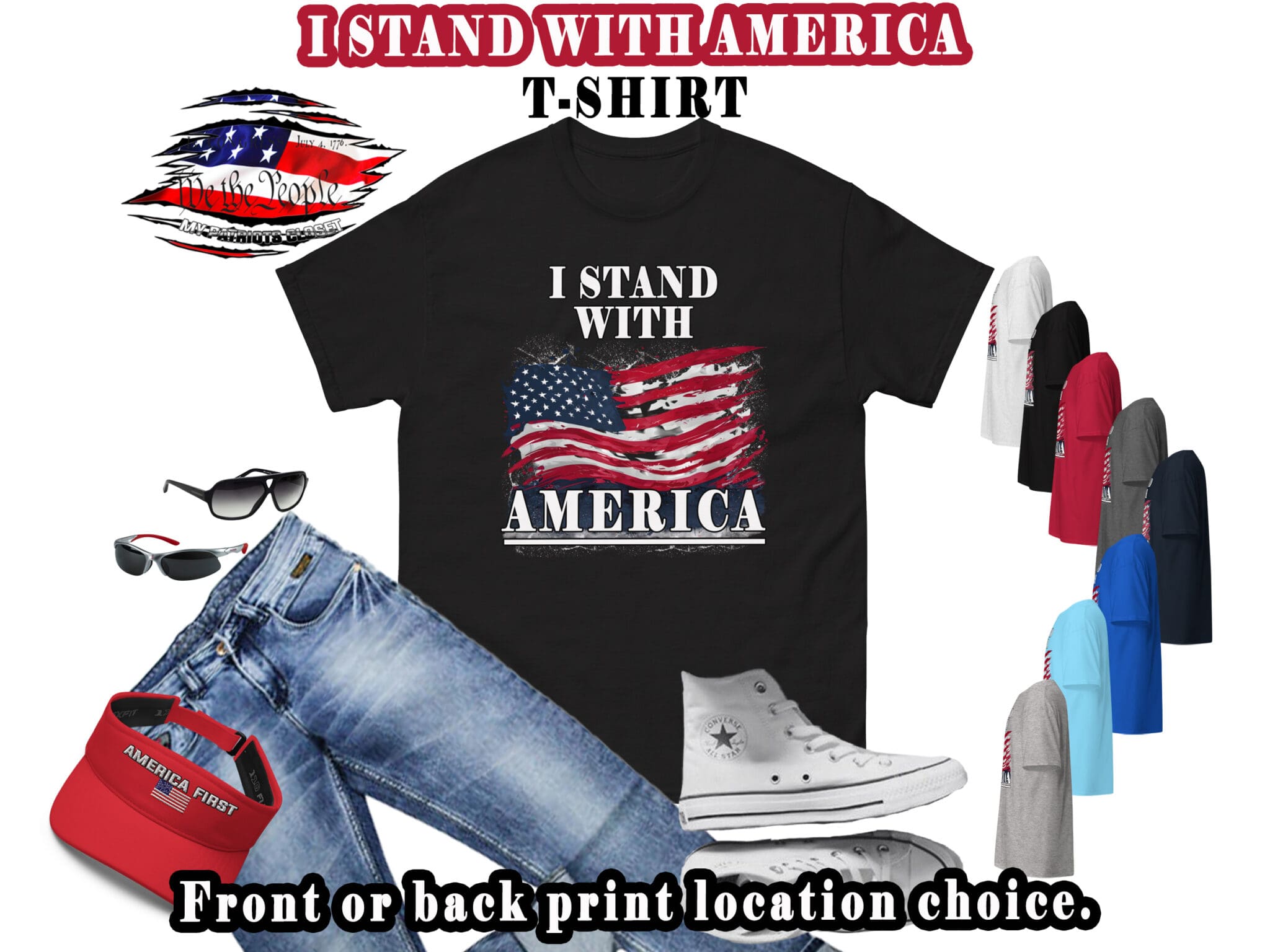 I stand with America, Golden Age Trump era Unisex American Flag MAGA ...