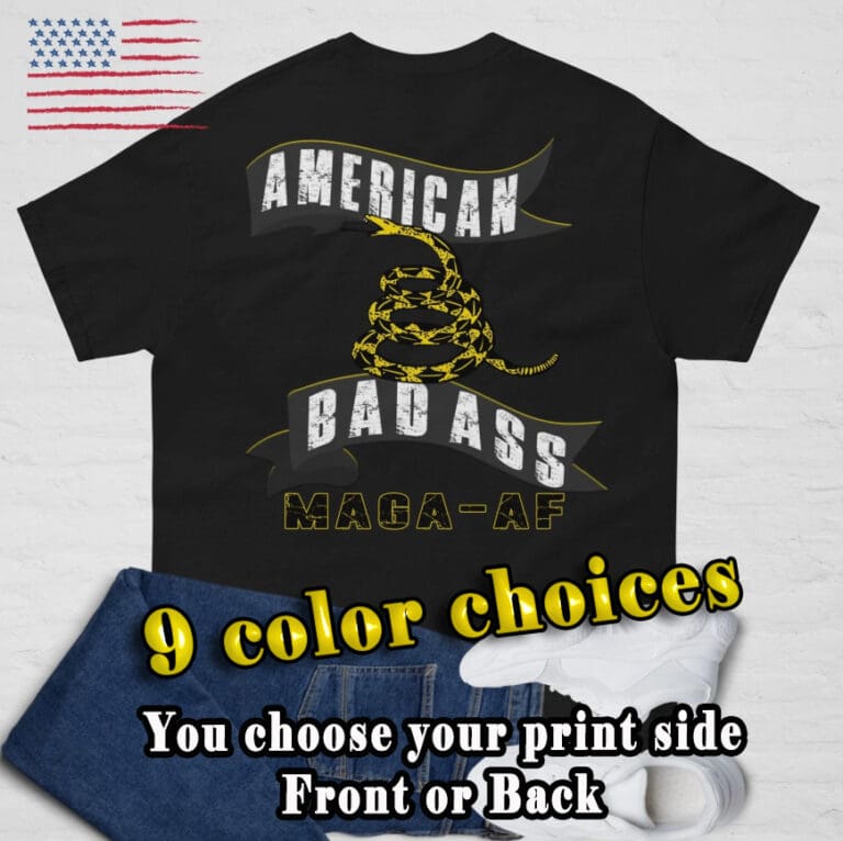 AMERICAN BAD ASS - MAGA AF (as F***) T-shirt Gadsden rattlesnake - My ...